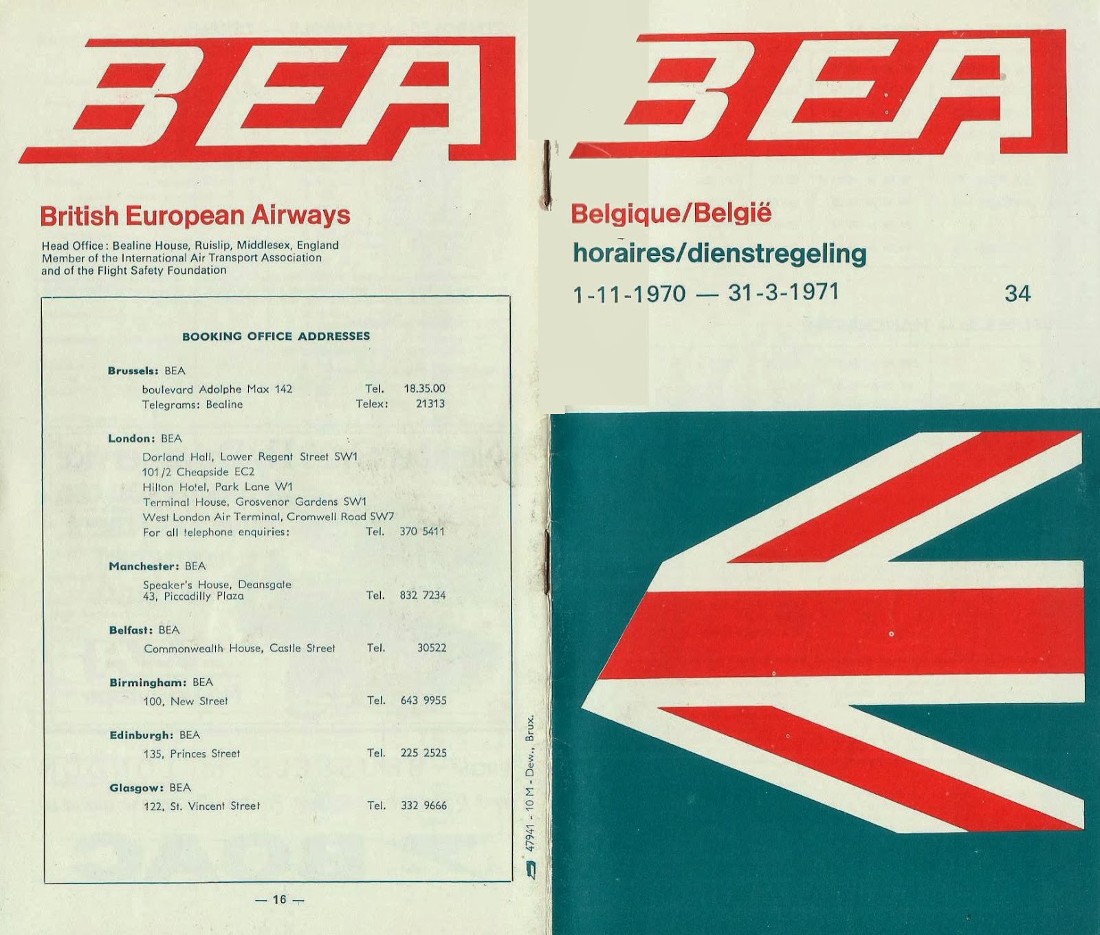 Airline memorabilia: BEA British European Airways (1969, 1970, 1971)