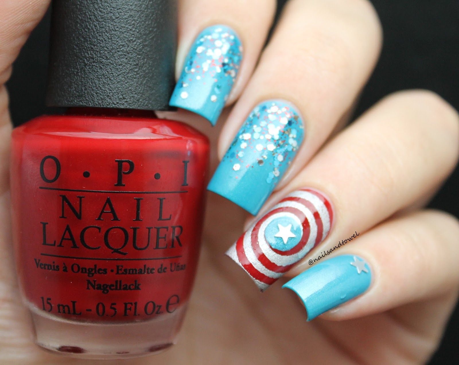 My Nail Art Journal: Captain America Inspired Nails