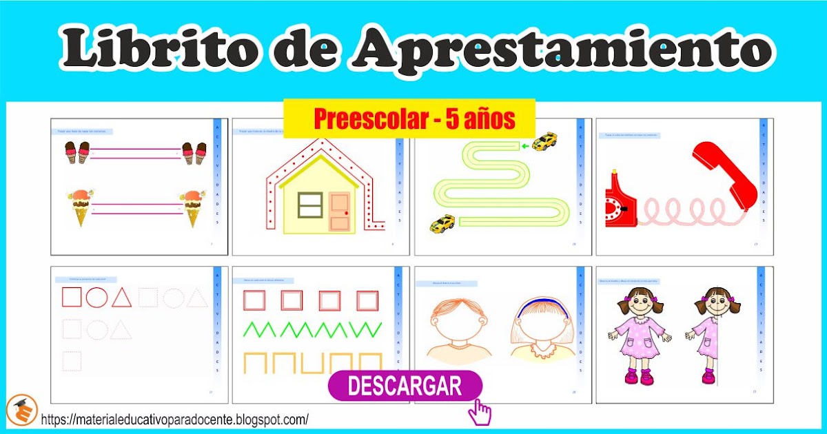 Material Educativo: Librito de Aprestamiento para preescolar niños +5 años