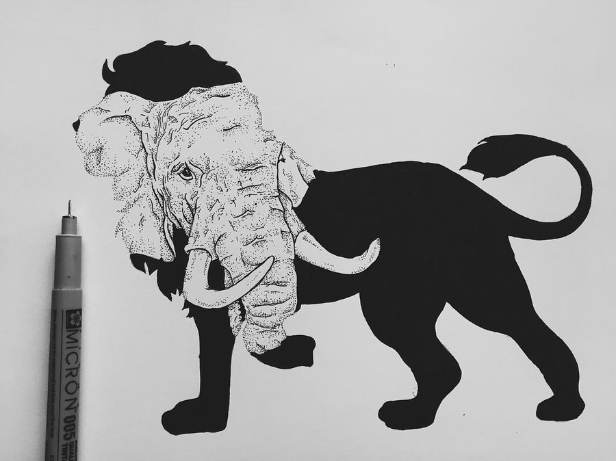 Design Stack: A Blog about Art, Design and Architecture: Wildlife Double Exposure Drawings