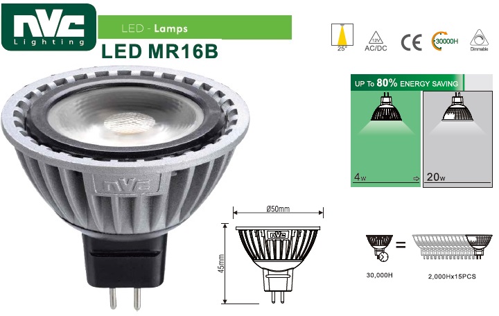 Thế Giới Đèn Việt Nam: Bóng LED COB MR16B 4w thay thế bóng halogel