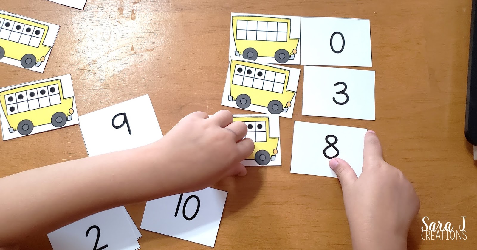 School Bus Ten Frames Matching Activity | Sara J Creations
