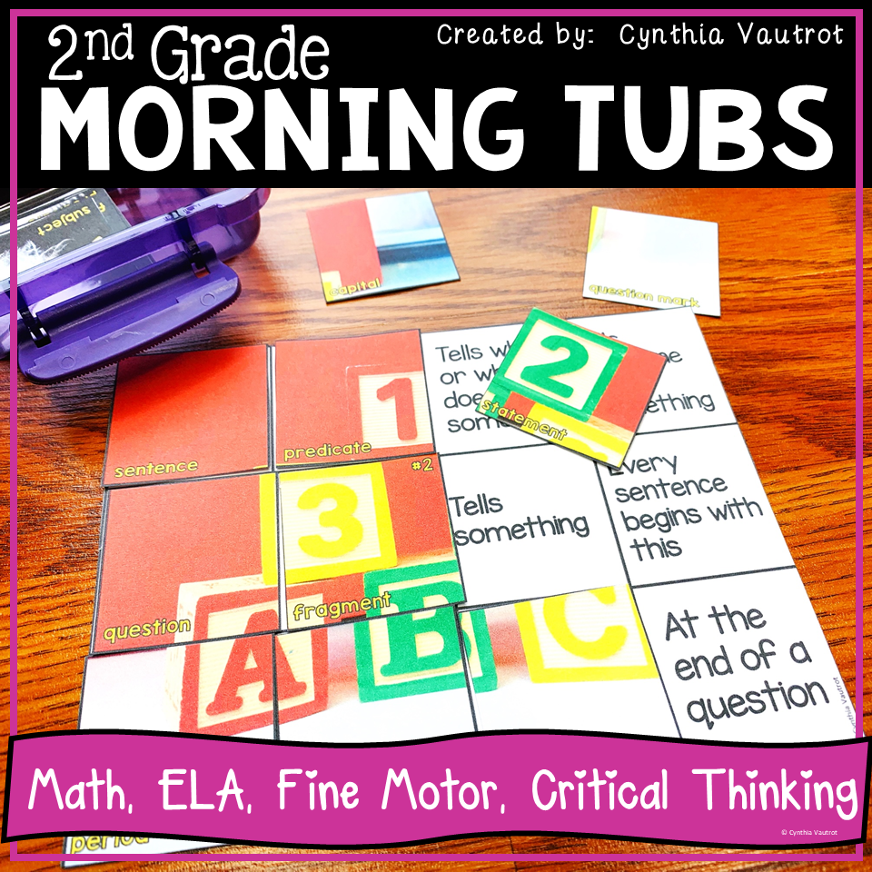 My Kind of Teaching: Fourth Grade Morning Tubs for August