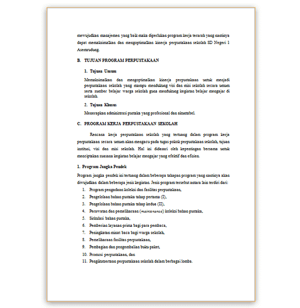 Contoh Program Perpustakaan SD Format Microsoft Word - Edukasi Baru