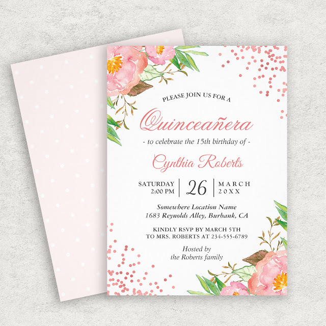Elegant and Chic Quinceañera 15th Birthday Invitations | Mimoprints