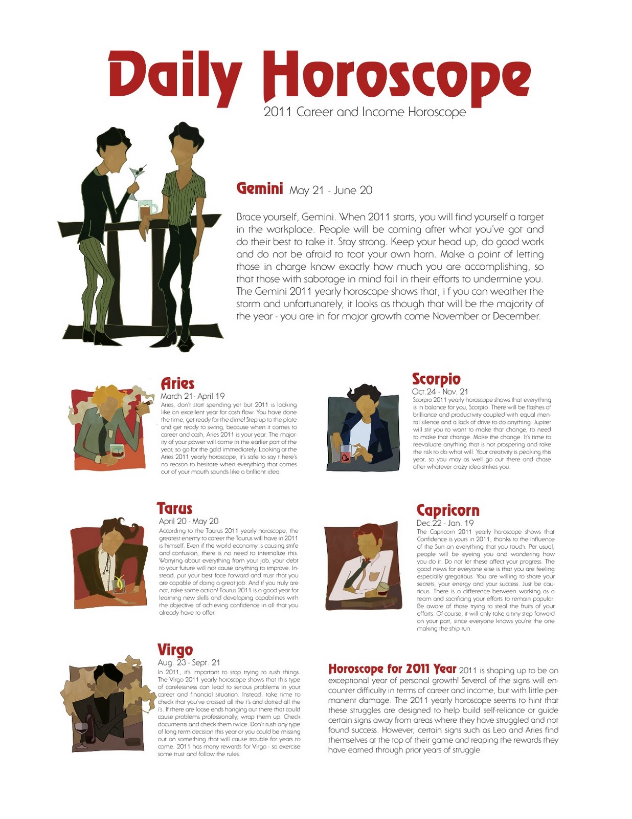 Zara Gerson: Men's Magazine Horoscope design