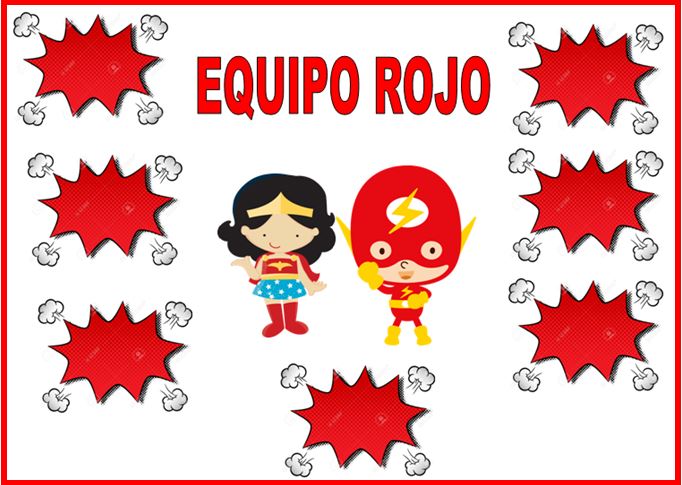 La clase de los Superhéroes: carteles para los equipos de trabajo