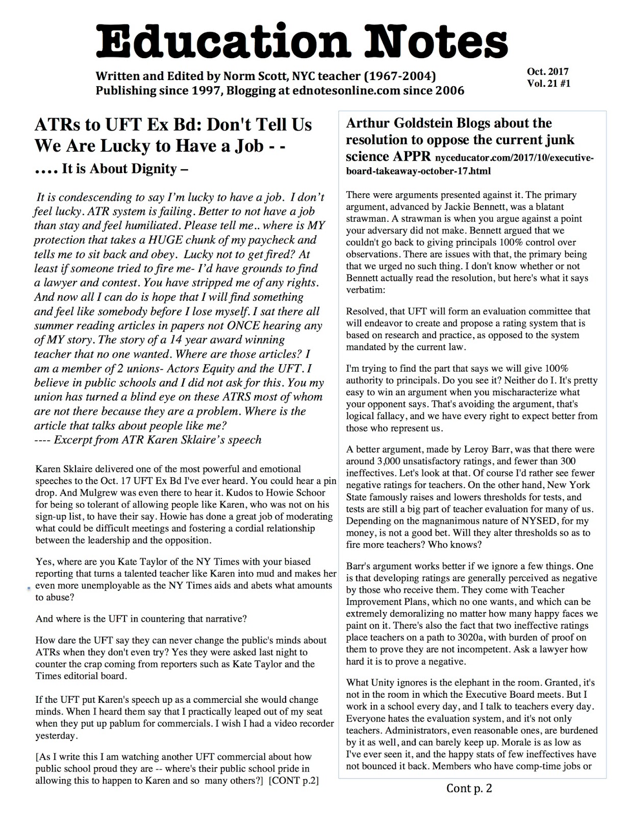 Ed Notes Online: On ATRs and APPR - Ed Notes Handout - Oct 2017