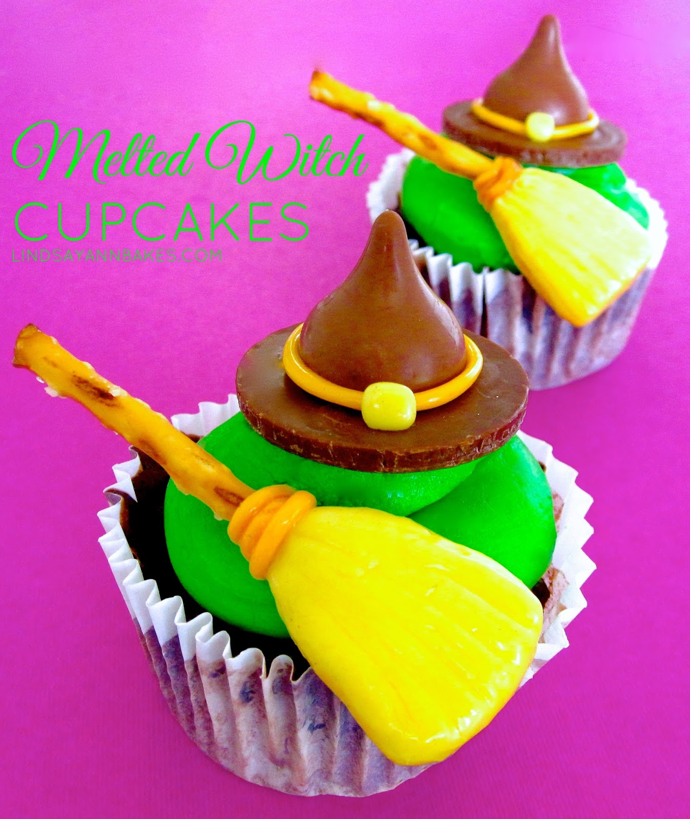 Melted Witch Cupcakes With Candy Witch Hats & Broom Sticks - The ...