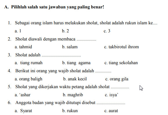 Soal PAT UKK Kelas 2 Fiqih SD MI 2020 - File Pembelajaran Kurikulum2013