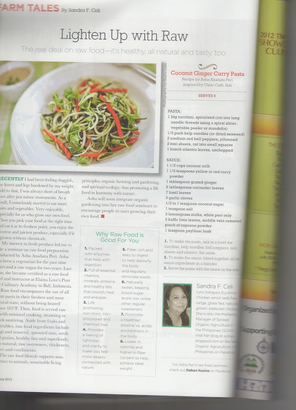 Spread Organic Agriculture in the Philippines: FOOD Magazine July 2012 ...