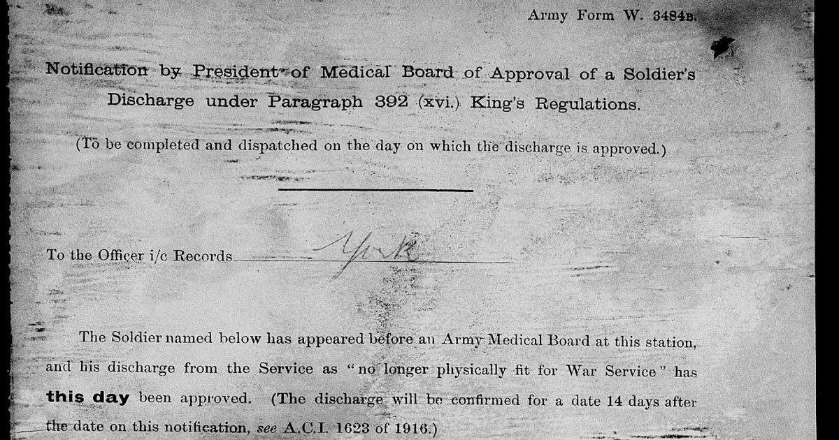 Army Forms & Attestations: Army Form W.3484B - Approval of Discharge ...