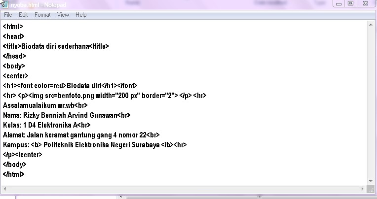 Membuat biodata sederhana dengan HTML