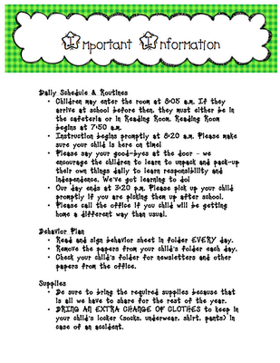 Temple's Teaching Tales: Beginning of the year STUFF