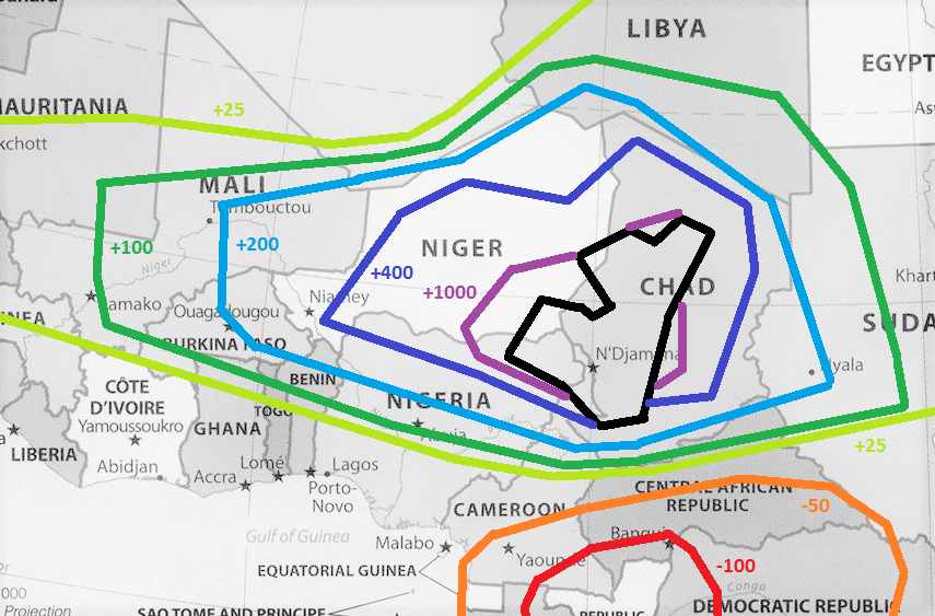 A very simple model to predict the effects from Megalake Chad