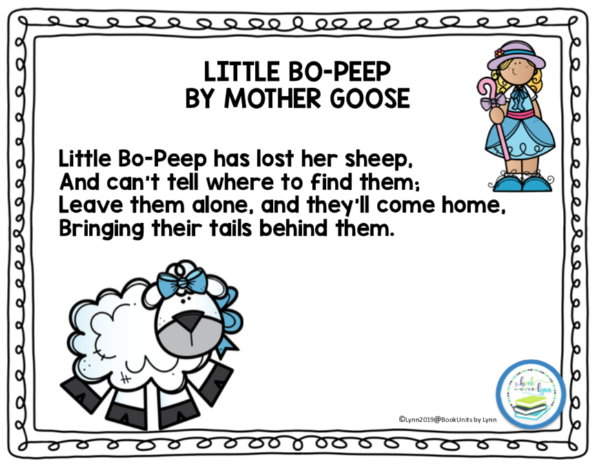 LITTLE BO-PEEP TEACHER PUPPET STICKS ~ Book Units by Lynn
