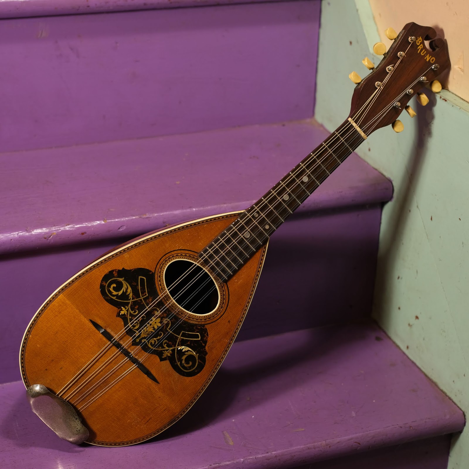 1890s Bruno Fancy Bowlback Mandolin