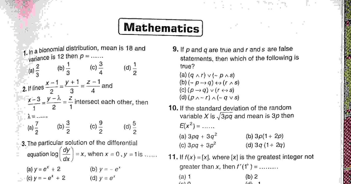 MHT-CET MATHS 2019 [PAPER & SOLUTION]