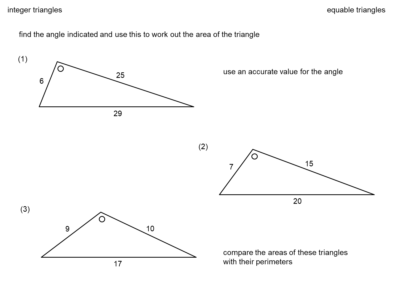 MEDIAN Don Steward mathematics teaching: equable triangles