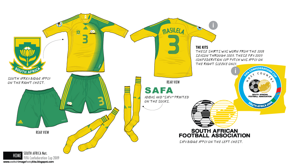 Football teams shirt and kits fan: South Africa 2008/09 Home kits