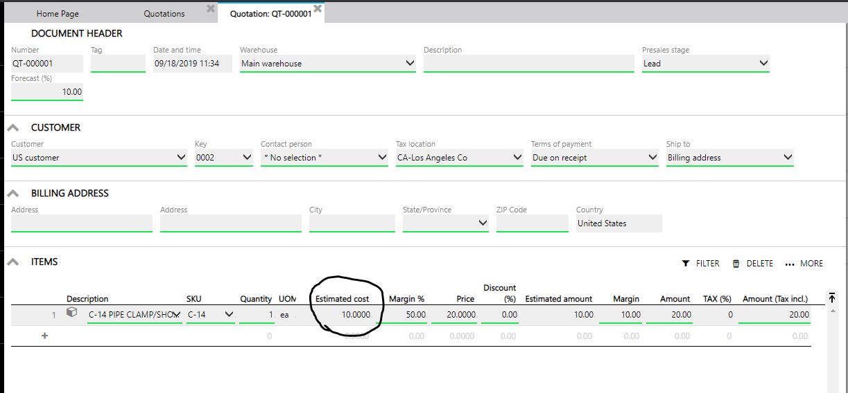 Estimated-cost-and-margin-in-Quotations - ERPAG