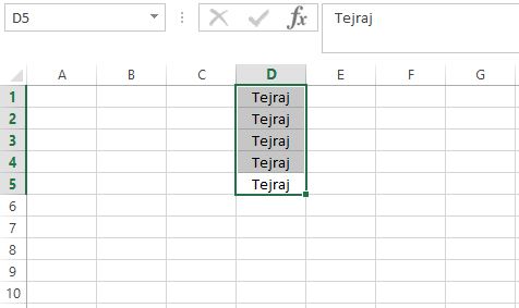 Fill Up, Down, Right & Left in Excel
