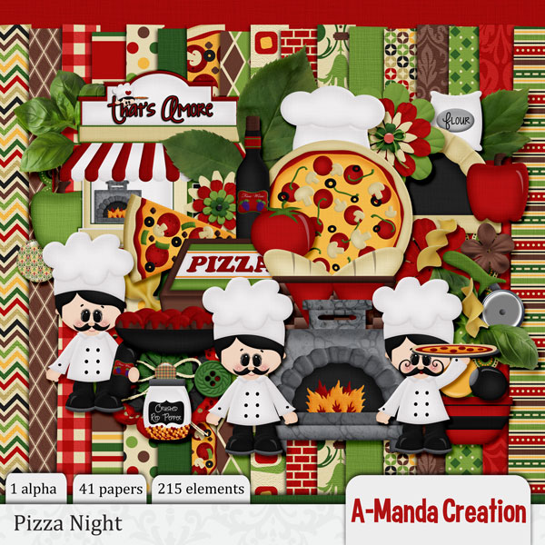 A-Manda Creation: New Digital Scrapbook Kit Release! Pizza Night