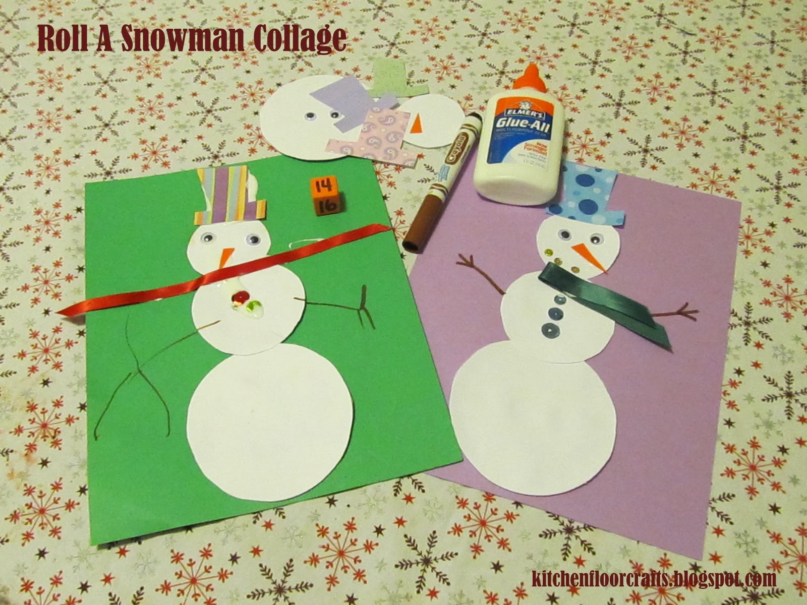Kitchen Floor Crafts: Roll A Snowman Collage