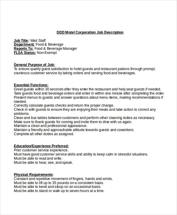 Sample Job Description Template Word ~ Certificate Letter