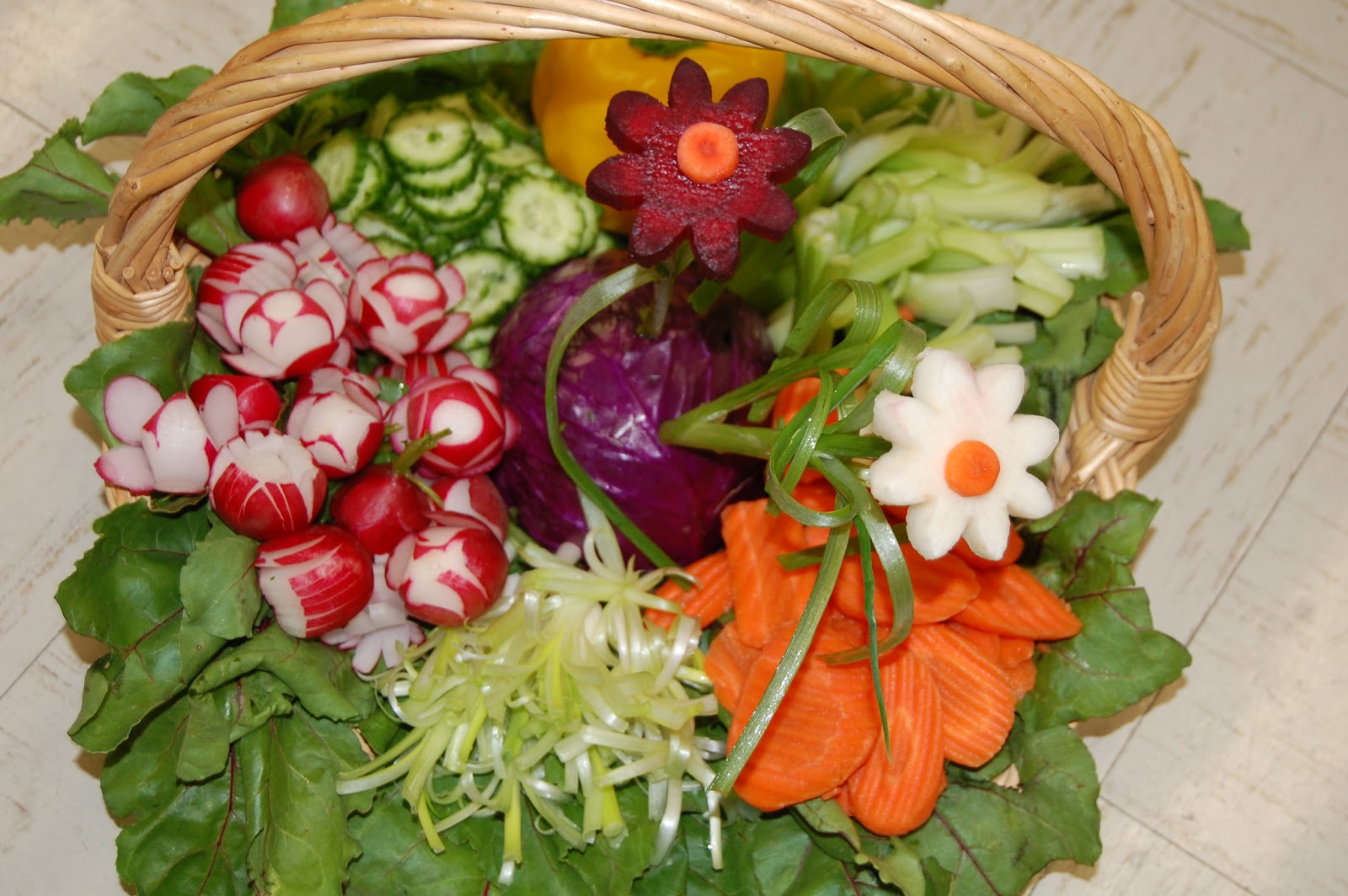 Maija (my-a) Recipes: Veggie Tails and Flowers for Fancy Veggie Basket