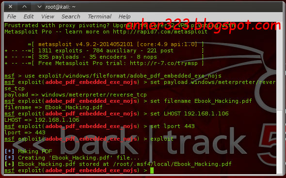 Exploit Windows Menggunakan PDF dengan Metasploit | Anherr Blog's