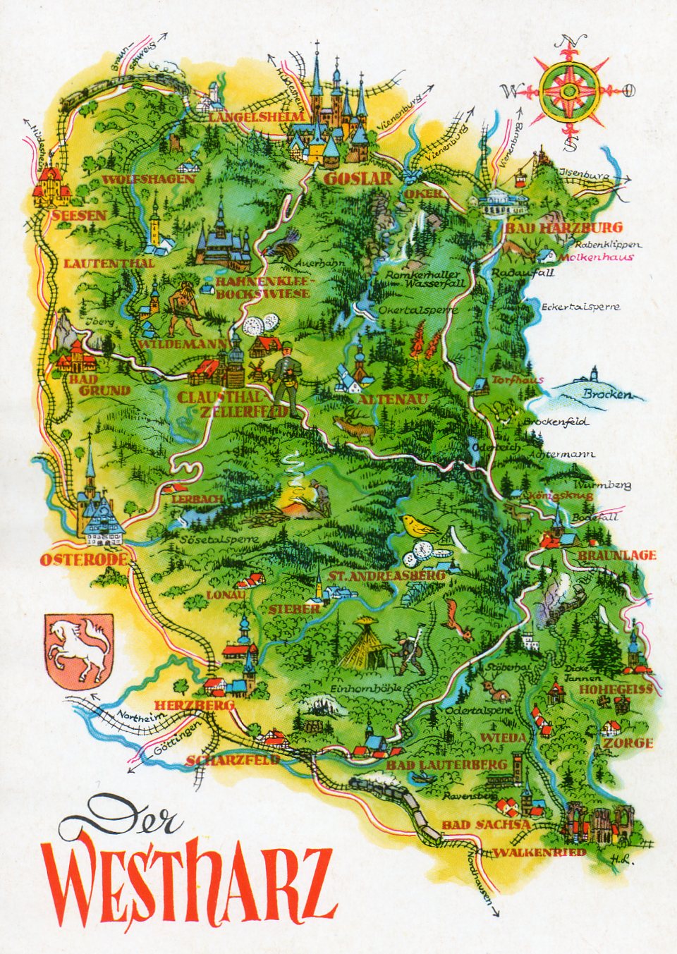 pocztówkowe mapy: Góry Harzu