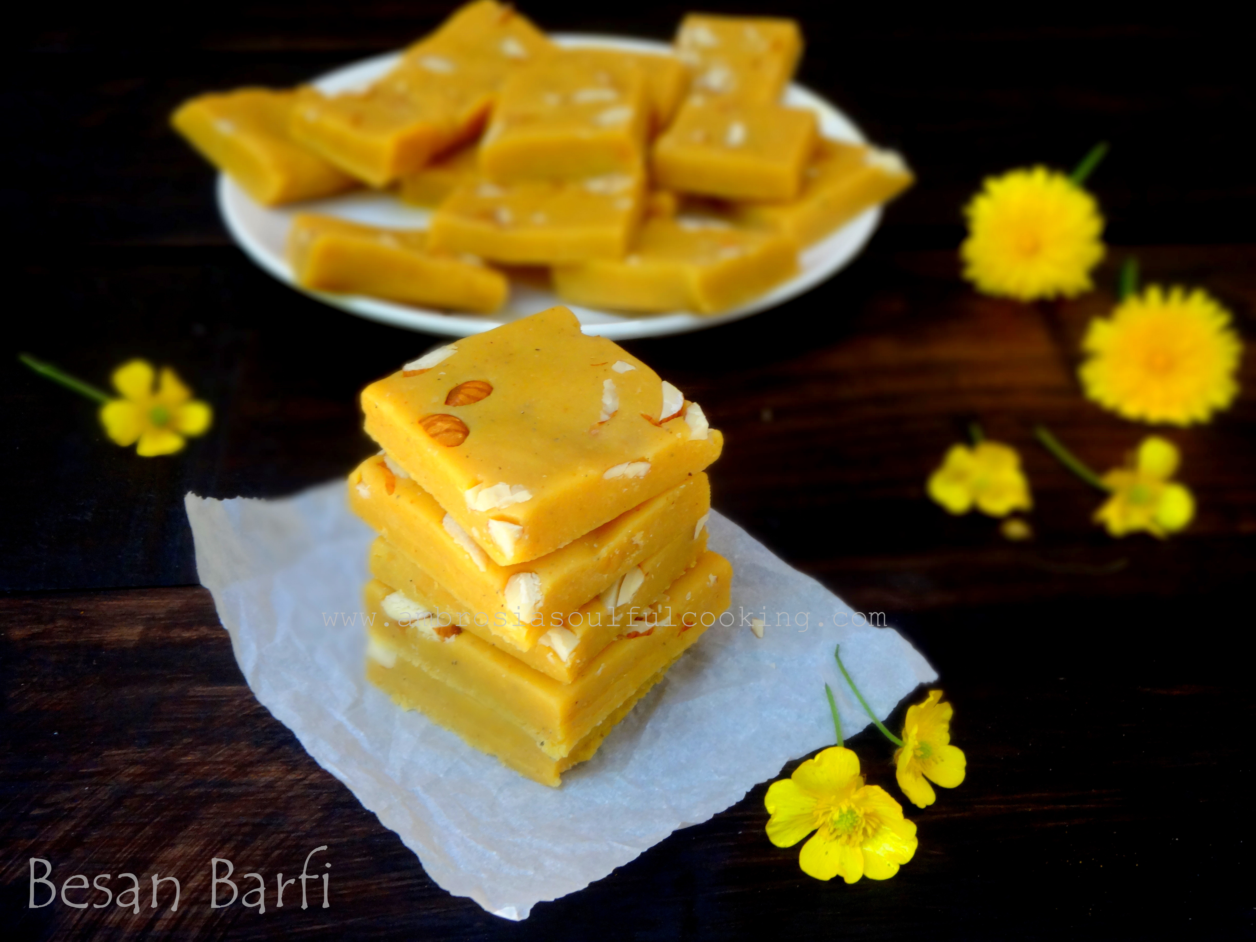 Besan Barfi | Besan Fudge | Ambrosia