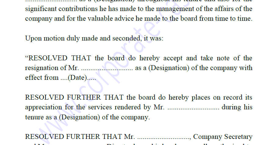 Resignation Of A Director In A Company Draft Board Resolution resignation-of-a-director-in-a-company-draft-board-resolution