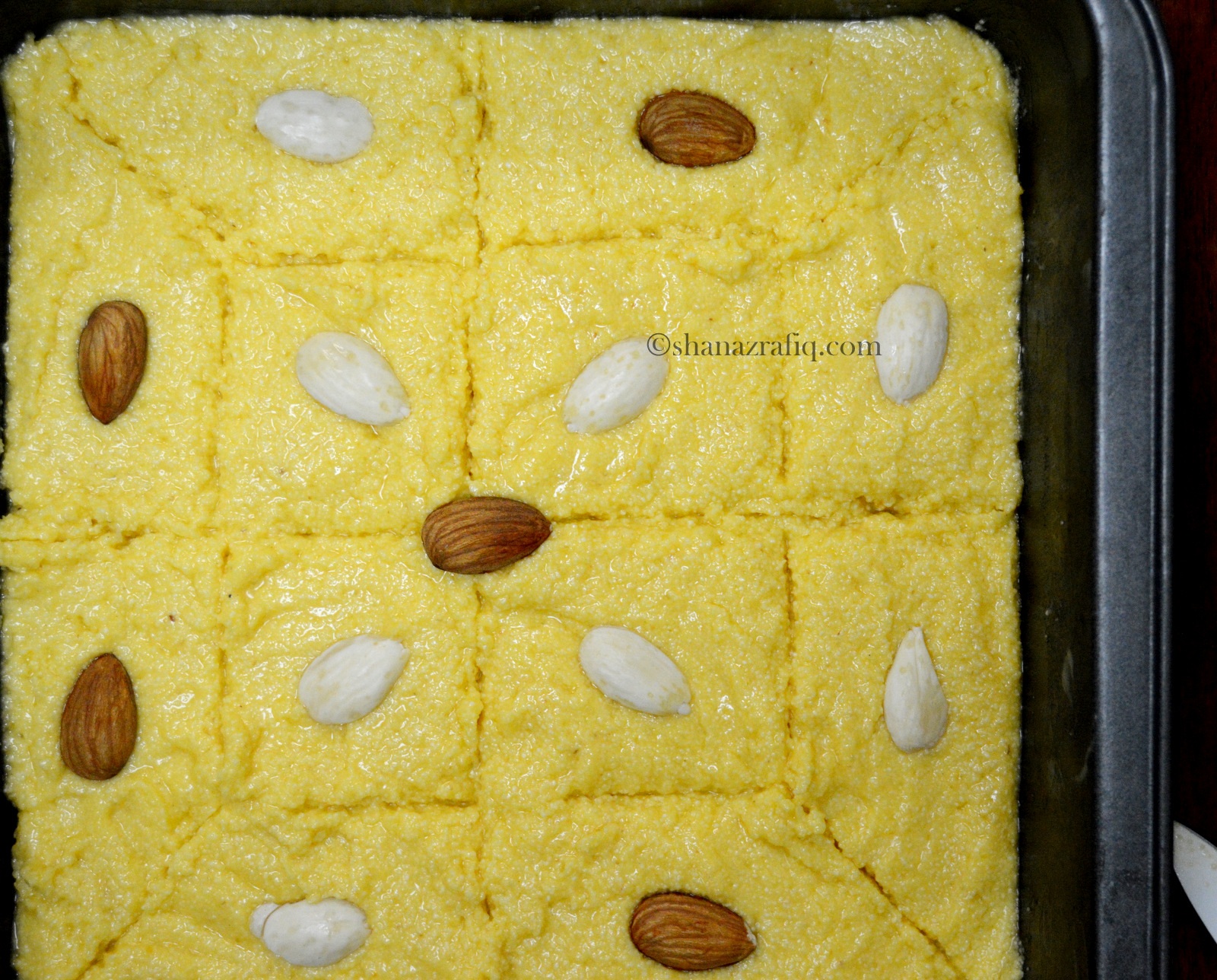 Mango Basbousa ~ Arabic Style Baked Semolina Dessert - Shanaz Rafiq Recipes