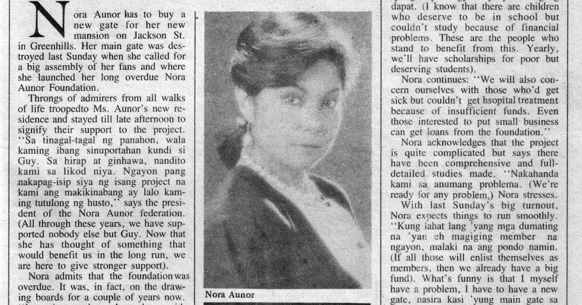 PELIKULA, ATBP.: NORA AUNOR FOUNDATION LAUNCHED (by Nap Gutierrez ...