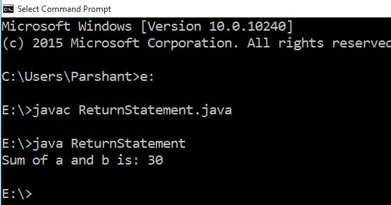 Java return statement with Example | Java return keyword - Javastudypoint