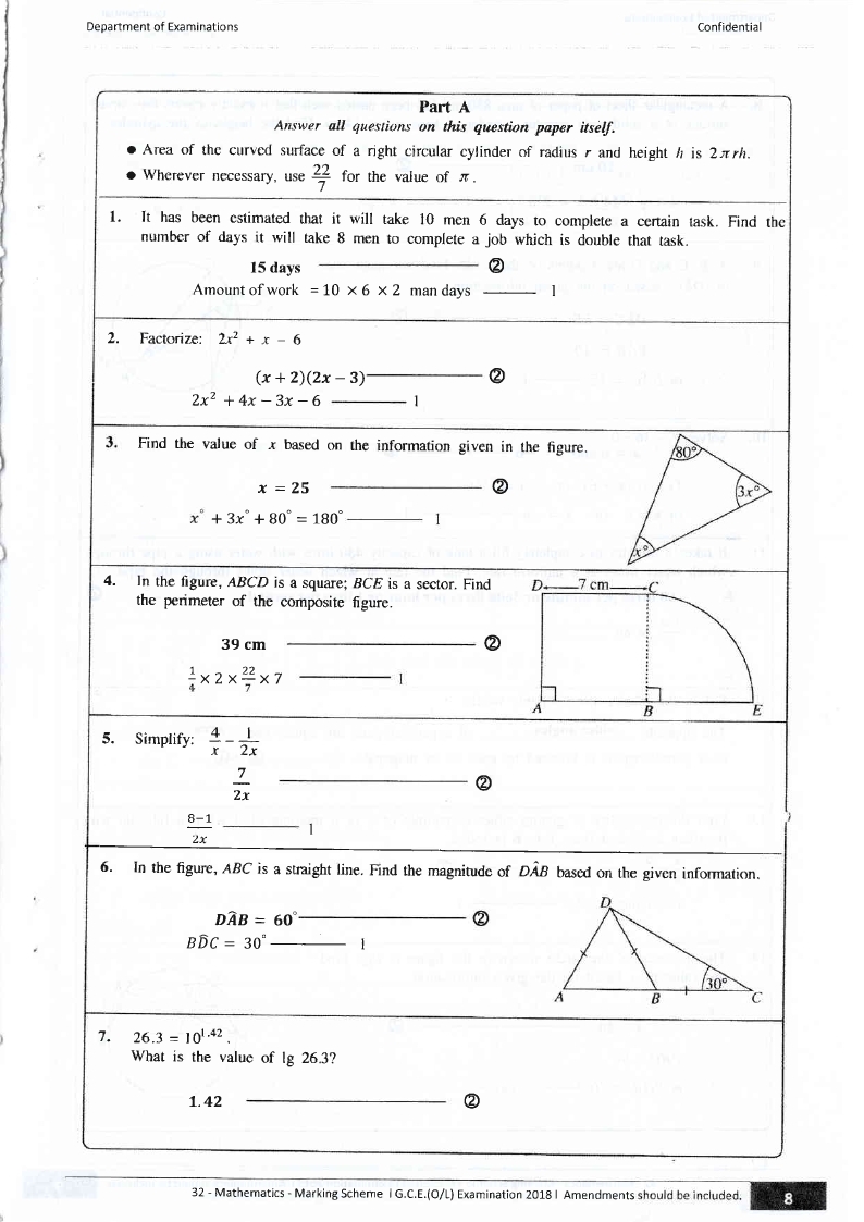 O L 2018 English Medium Maths Pastpaper ANSWER Marking Scheme Lkedu o-l-2018-english-medium-maths-pastpaper-answer-marking-scheme-lkedu