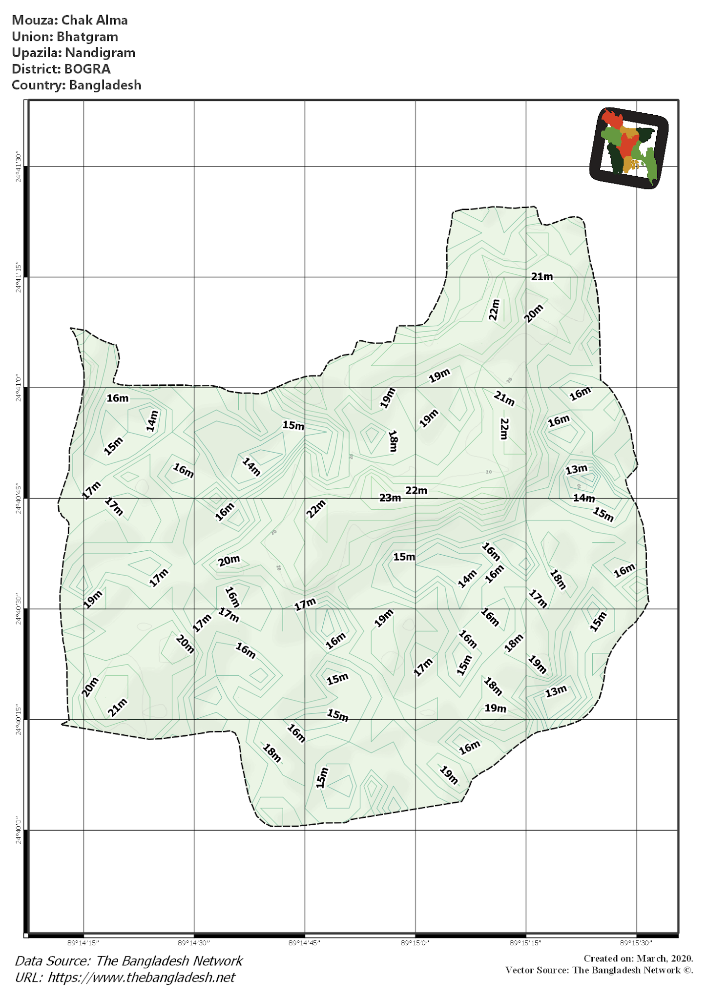 Map of Chak Alma Mouza, Nandigram, Bogra