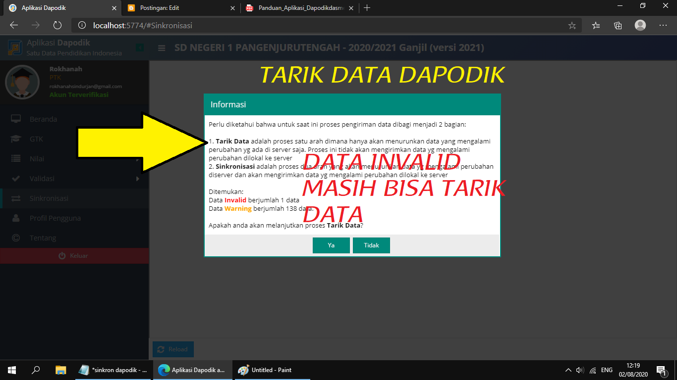 CARA SINKRON DAPODIK VERSI 2021 - tasADMIN