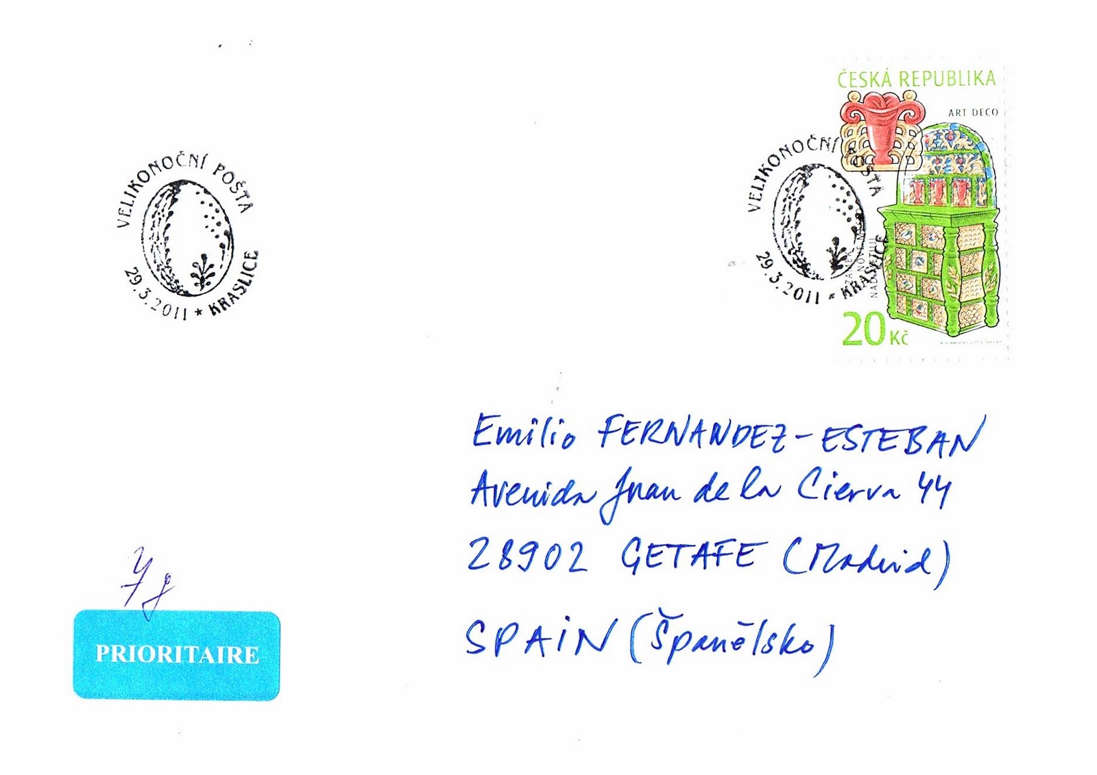 Letters in my mailbox: Cover from Czech Republic