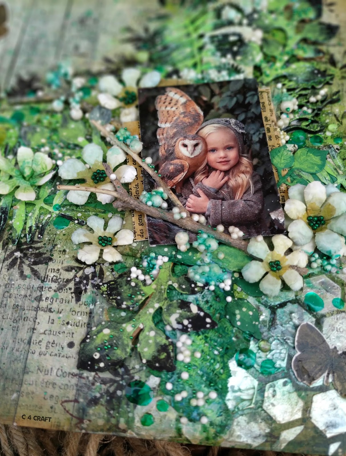 C 4 Craft: Monochromatic Mixed Media Layout "Wild Greenary" | Video ...
