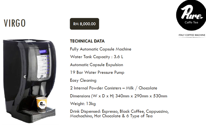 Pure Caffe Tea Introduced Italy Premium Coffee and Tea in Malaysia