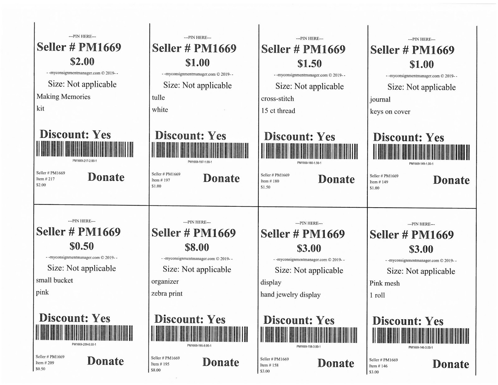 CRAFTERS' EXCHANGE CONSIGNMENT SALE: TAGGING GUIDELINES