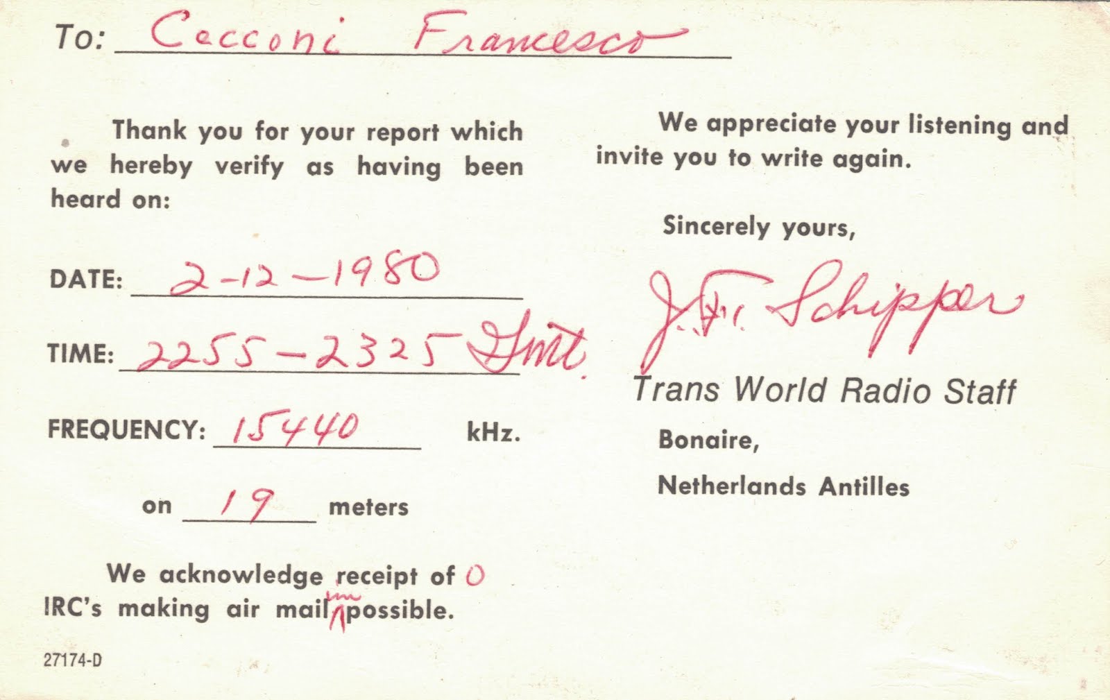 RADIOASCOLTO LISTEN TO THE WORLD: QSL CARDS RADIOASCOLTO LISTEN TO THE WORLD: QSL CARDS