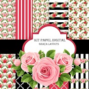Kit digital papel rosa