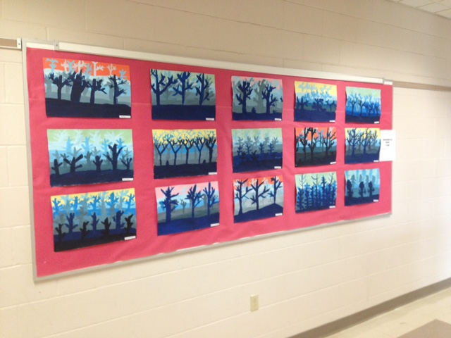 Mrs. Gosselin's Art Adventures: Completed Monochromatic Tree Landscapes