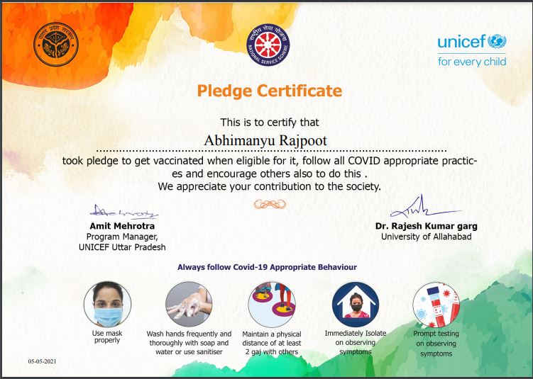 UP Digital Pledge Drive for Covid Vaccination & Covid Appropriate Behavior