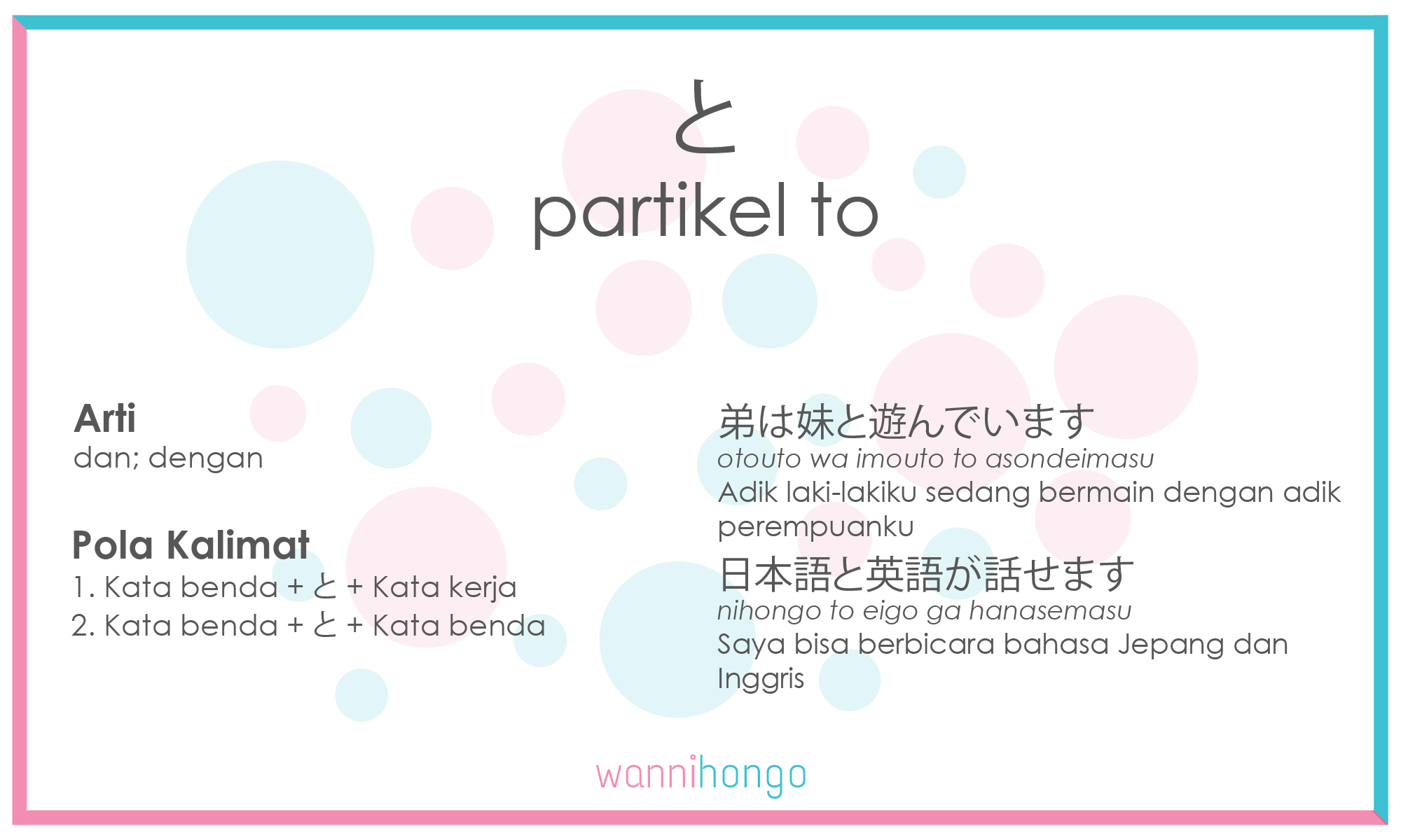 Partikel と (to) - Tata Bahasa Jepang | Wannihongo