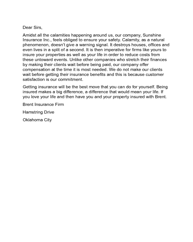 Insurance Marketing Letter Template ~ Resume Letter